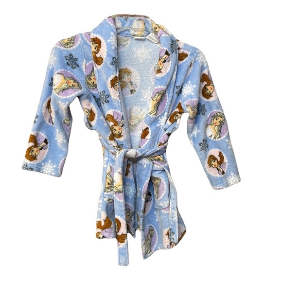 Disney | Other | Disney Frozen Girls Size 66x Blue Fuzzy Robe With ...